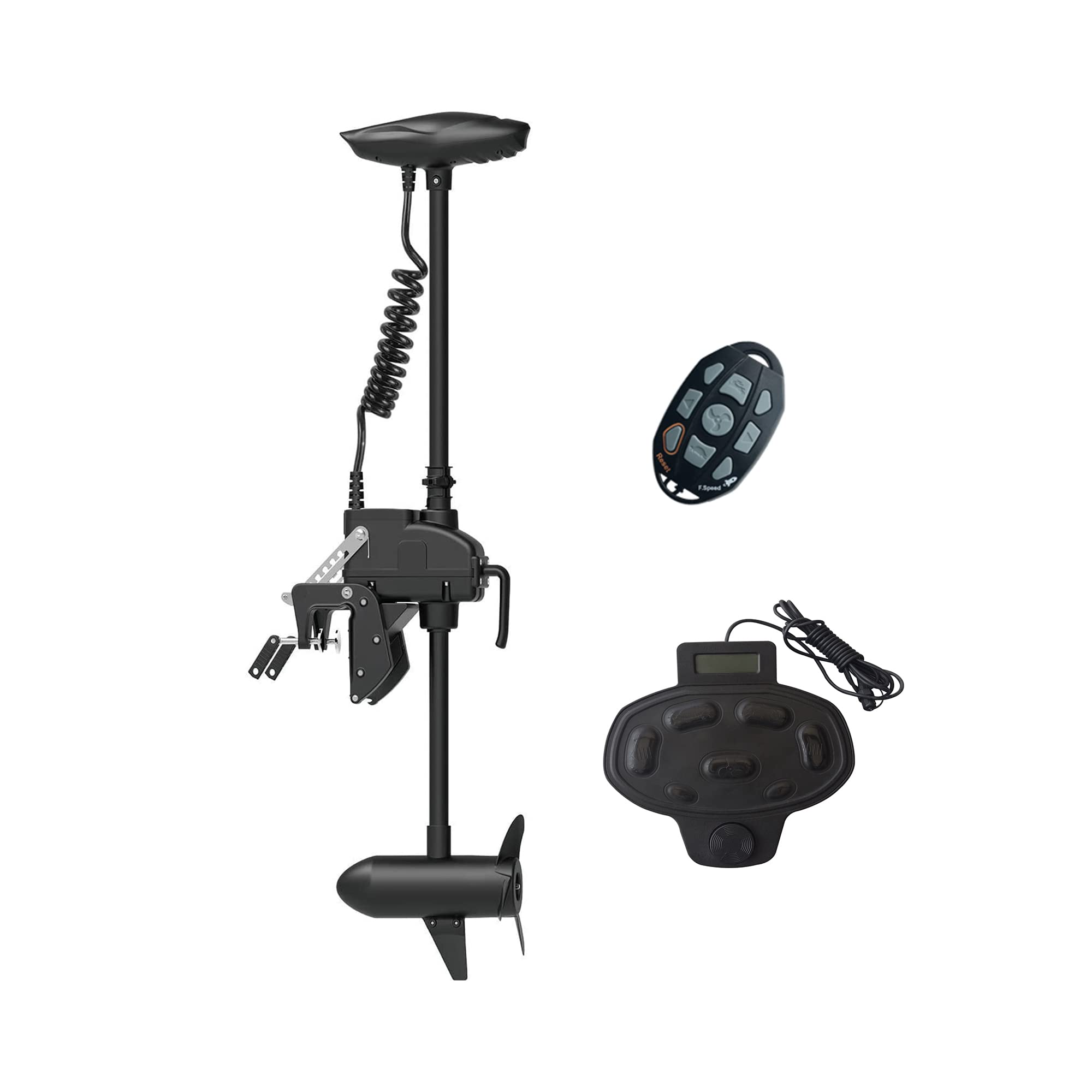 AQUOS Haswing 12V 55LBS 47inch Transom Trolling Motor with Remote Control and Wired Foot Control for Saltwater and Freshwater Fishing, Inflatable Boat, Kayak, Dinghy Small Boat Fishing