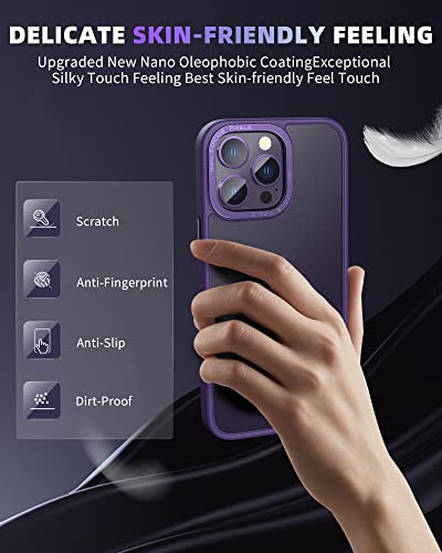 Dadanism iPhone 14 Pro Max Case - Military Grade Drop Protection, Skin-Friendly Matte-Coated Back, Advanced Camera Protection Ring, Anti-Scratch Anti-Fingerprint, Purple