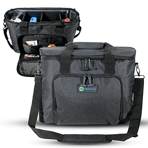 Insulated Cooler Bag - Soft Cooler Bag with Removable Dividers and Leakproof Stitching Fits up to 4 Large Tumbler Bottles - Rugged Cooler Tote Bag for Healthy Nutrition On-The-Go - Shaker Case