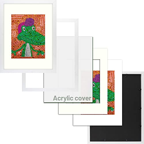Frametory 12x16 Picture Frame, Display Pictures 8.5x11 with Mat or 12x16 without Mat, for Poster Print Diamond Painting Wall Frame - Wide Molding (12x16, White)