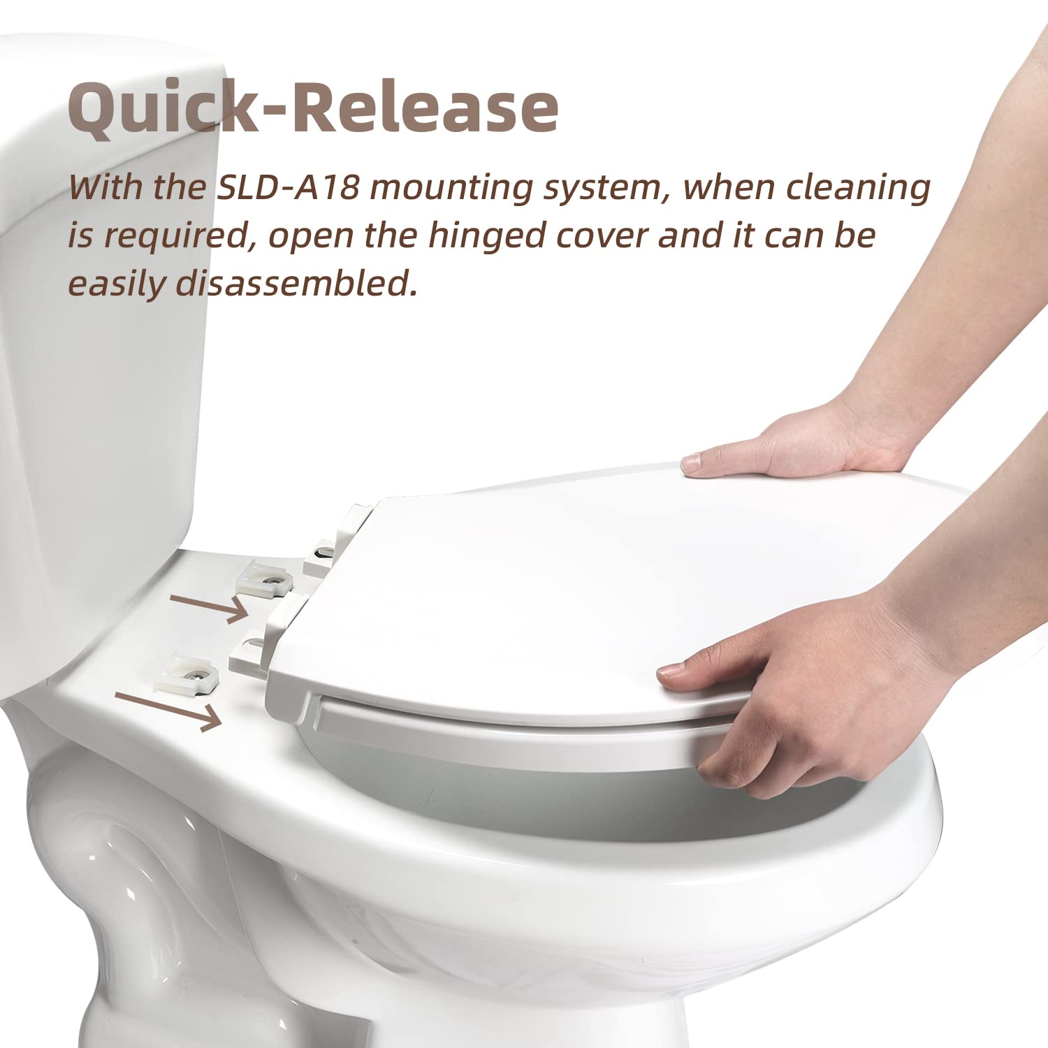 Round Toilet Seat, Slow Close Quick-Release Hinges, Heavy Duty Soft Close, Quiet-Close Lid And Seat For Standard Toilets, Easy To Install And Clean, Never Loosen, White(16.5β)