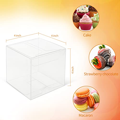 COTOPHER 35 Pcs Clear Boxes for Favors, 4x4x4 Inches Clear Gift Boxes PET Material Clear Cupcake Boxes Plastic Small Gift Boxes with Lids, Party Favor Boxes for Wedding Favors Baby Shower