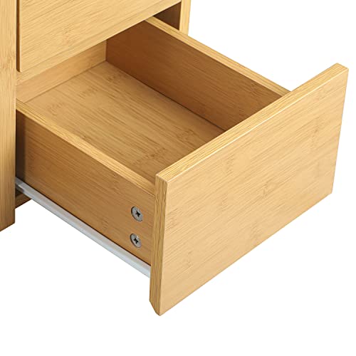 Duitrc 23" Wood Laundry Hamper Bathroom Storage Basket with 3 Drawer Bamboo Bathroom Laundry Hamper Large Storage Dirty Clothes Basket for Towels Blanket Toys in Dorm Bedroom Closet and Bathroom