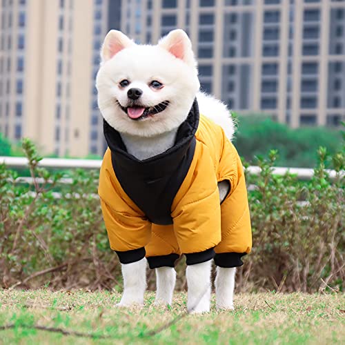 Duleylv Dog Winter Coat Thick Warm Dog Jacket Reflective Dog Sweaters Windproof Dog Clothes for Small Medium Large Dogs Comfortable Pet Apparel for Cold Weather,Yellow,2XL