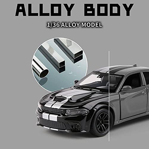 COOLPUR 1/36 Scale Doodge Hel1 Car Model Diecast Toy Vehicle Zinc Alloy Metal Pull Back Powered Vehicles Mode for Kids,Adult,Boyfriend Gift(Gray)