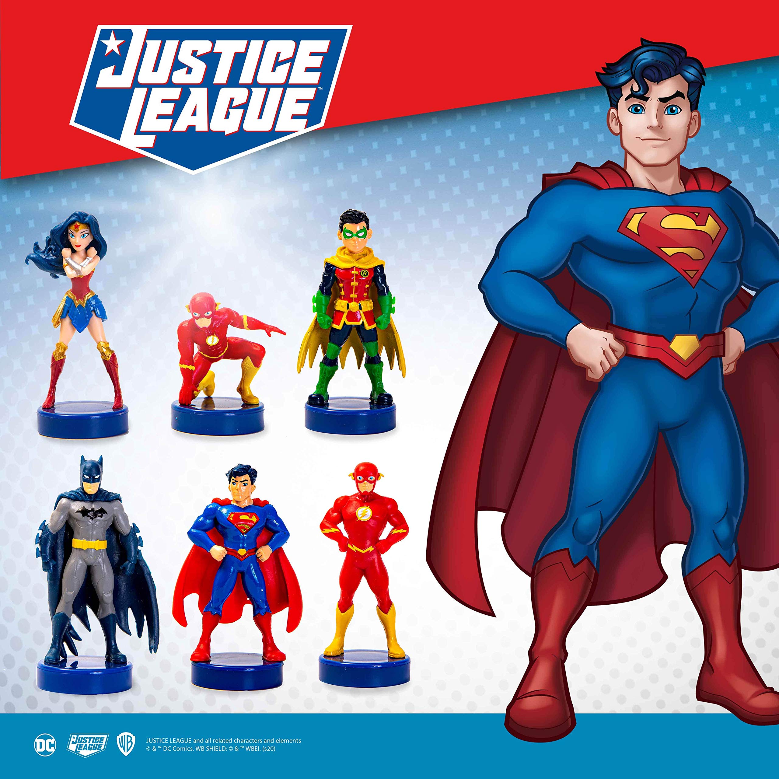 Justice League Toppers, 12-Pack – DC Toys, Stampers, Action Figures – Batman, Wonder Woman, Superman, Robin, The Flash, and More by PMI, 2.4 in, Ages 3+