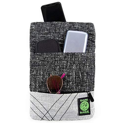 DIME BAGS Small Multi-Purpose Bag | Cross Body Hemp Purse with Adjustable Strap & Airtight Baggie Included (Small, Static Black)