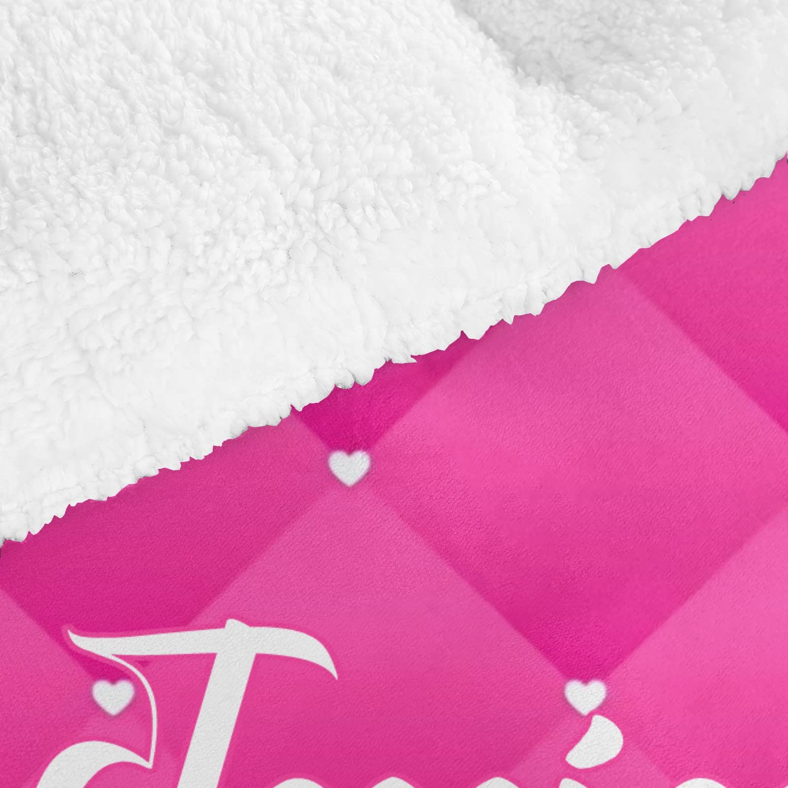 XIUCOO Personalized Pink Heart Print Duvet Cover Sets with Name Bedding Set 3 Pcs Quilt Cover with Zipper for Adult Birthday Gift,Queen Size