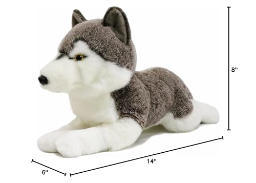 Ice King Bear Lifelike Siberian Wolf Stuffed Animal - Plush Toy - 14 Inches Length (Original)