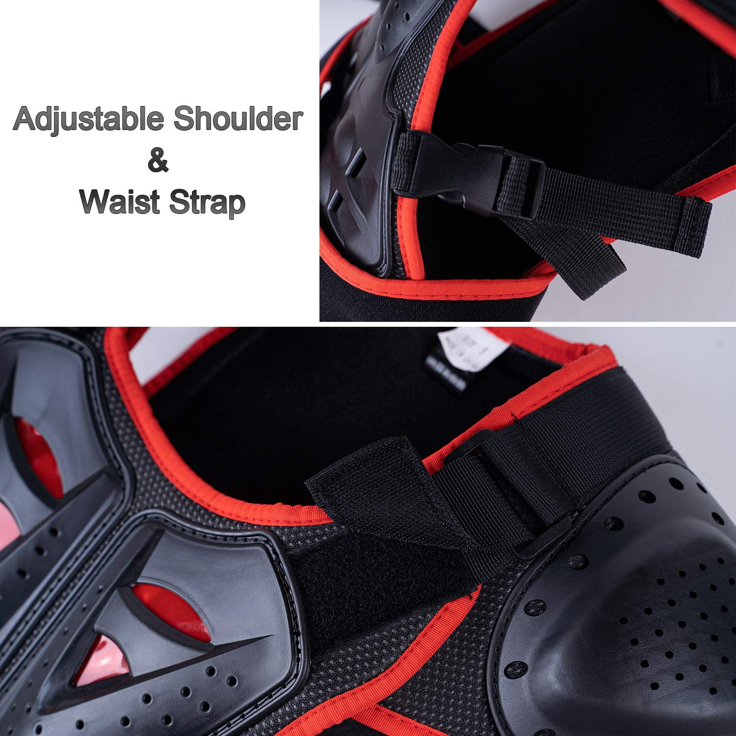 Seahouse Children Bicycle Motorcycle Armor Vest Back Protector Men's Armored Street Racing Jacket+1pc RANDOM bandana (Red, S)