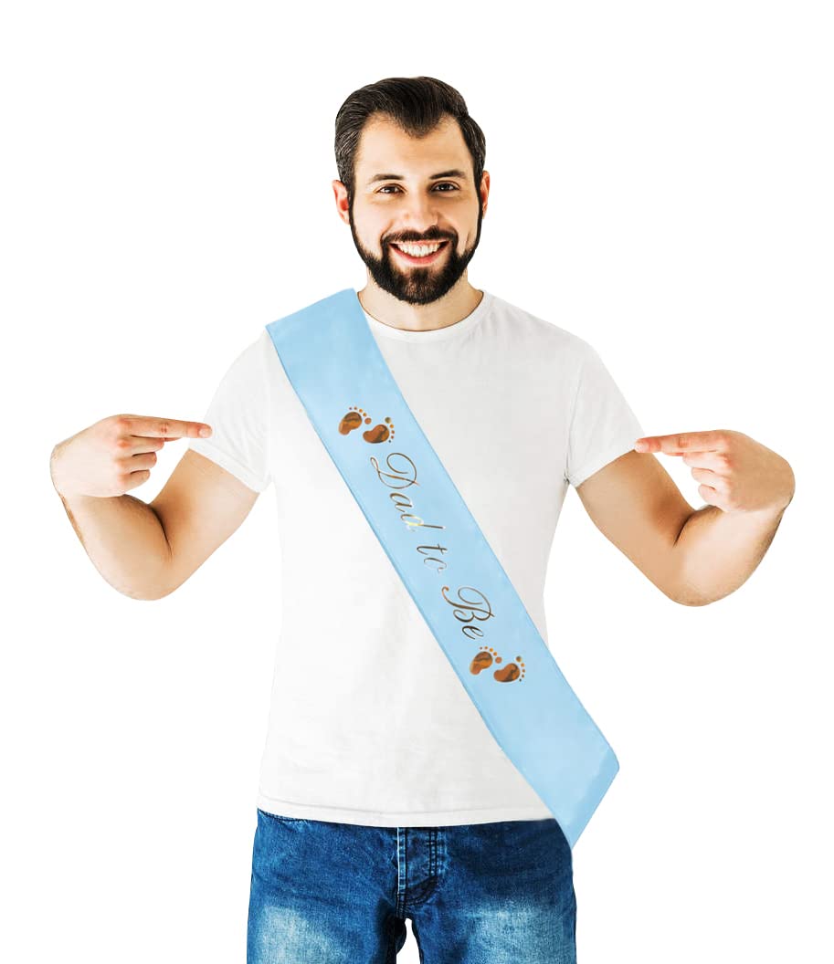 Dad To Be Sash For Baby Shower- Blue w/Gold Lettering Baby Gender Reveal Ideas Boy Ideas Dad Diaper Party Favor New Father Gift Daddy Father Prince Decorations Dadchelor Baby Gifts Little Man