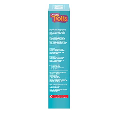 Band-Aid Brand Adhesive Bandages for Minor Cuts and Scrapes, DreamWorks Trolls for Kids, Extra Large, 7 ct