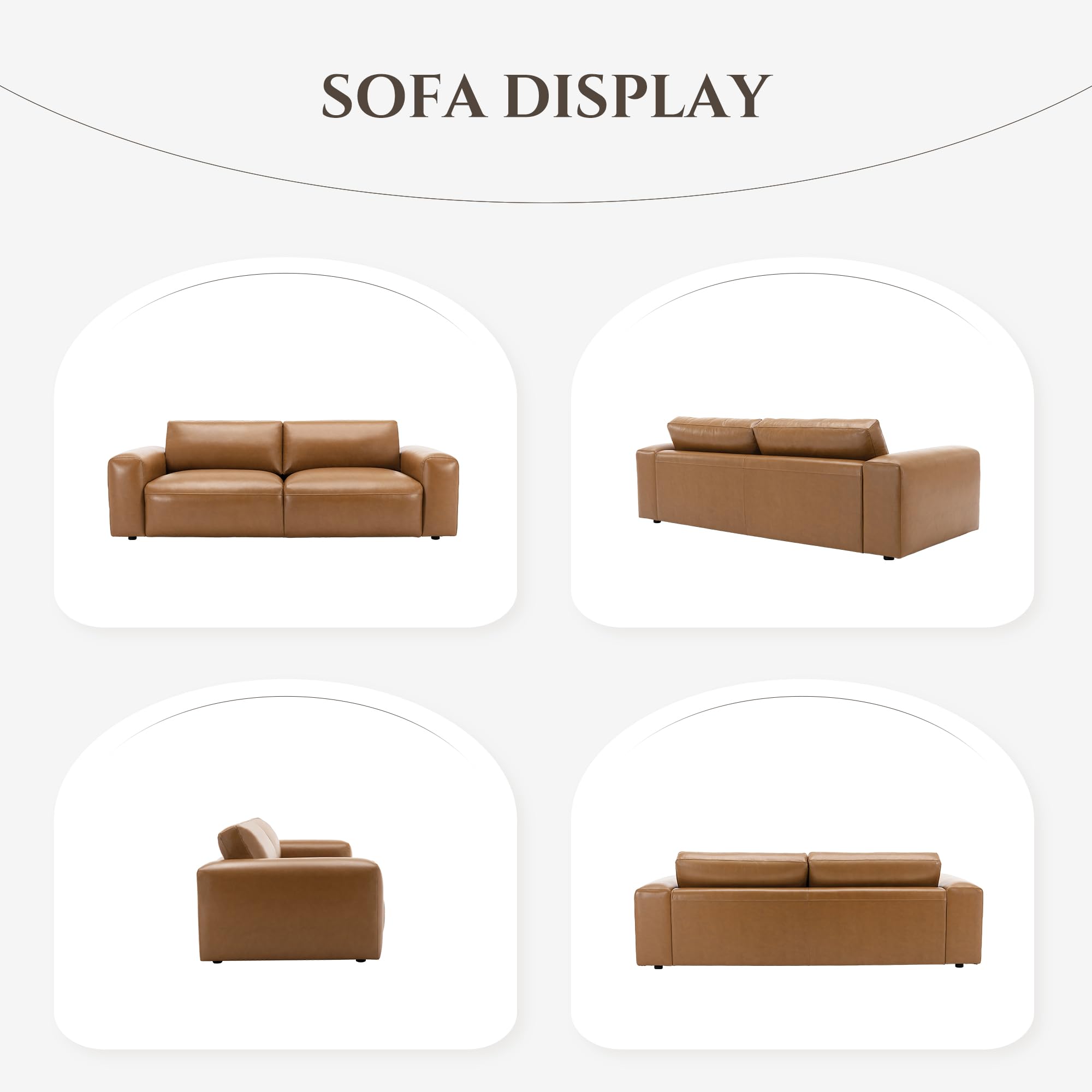 COLAMY PU Leather Sofa Couch, 95" Oversized Sofa Loveseat for Living Room, Comfy Love Seat Couch with Extra Deep Seats, Wide Arm, Down Filled 3-Seater Modern Sofa for Apartment/Lounge/Bedroom-Auburn