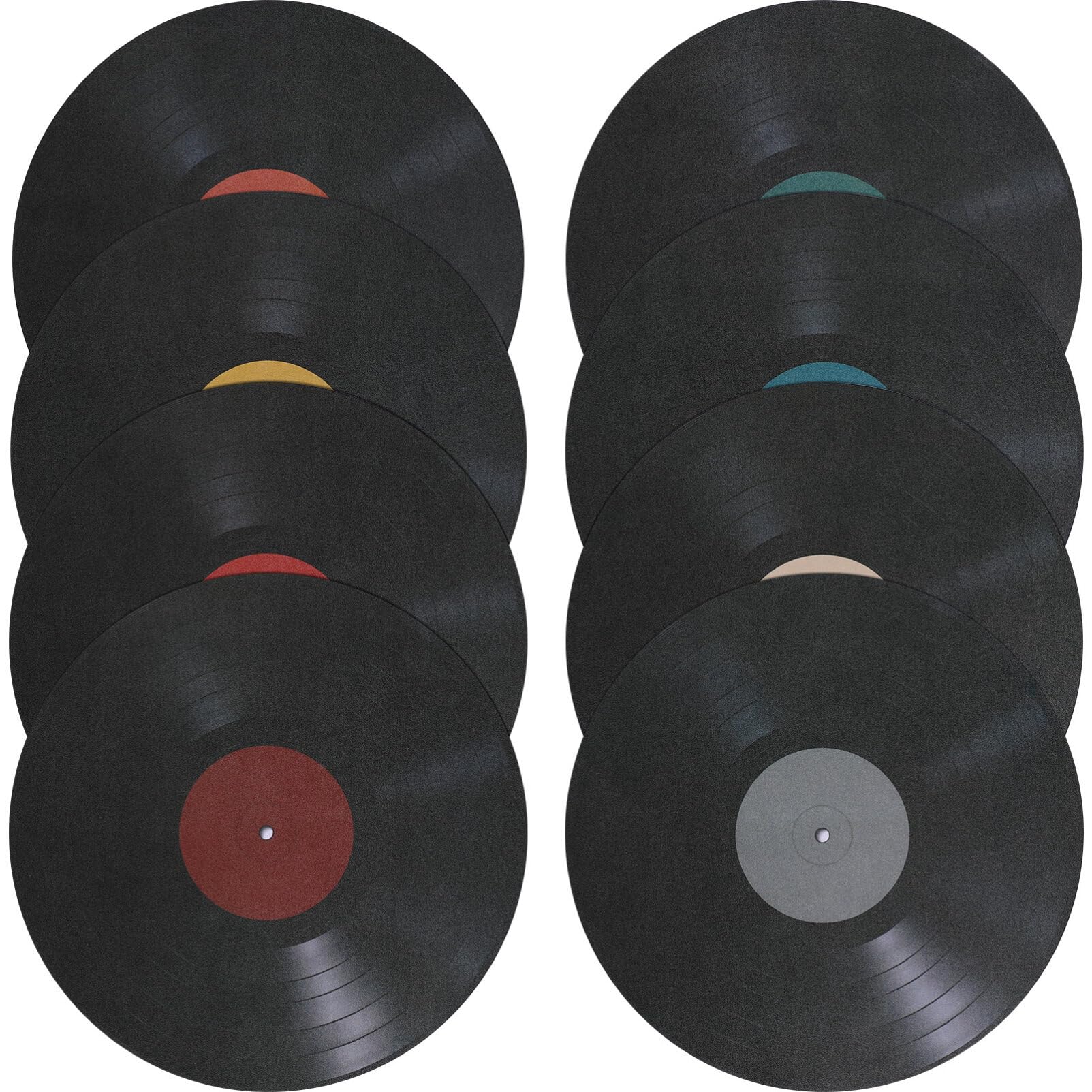 VOSAREA 8pcs Vinyl Record Wall Stickers Vintage Vinyl Record Decals Decorative Vinyl Record Wall Ornaments for Home Cafe Bar Decor