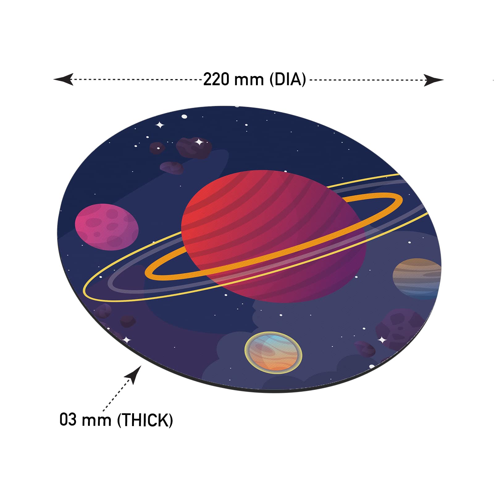 BannerBuzz Preprinted Mouse Pad Round Shape, Vibrant Design, Lightweight, Non-Slip Nitrile Rubber Material (200mm Diameter x 3mm Thick) (Design 8, Pack of 100)