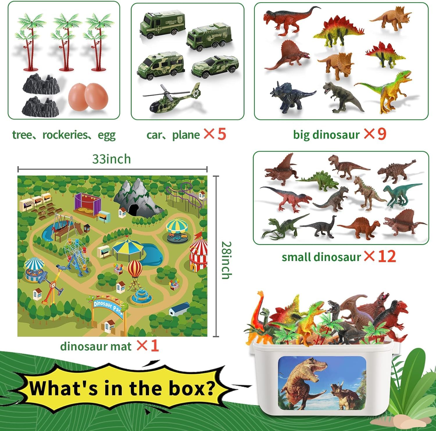 Kids Dinosaur Toys Jurassic Dino Figure Set Play Mat Little Boys Room Decor 3 4 5 6 7 8 Year Old Gift Juguetes Dinosaurios Para Niños Autism Train Kit Present Trex T Rex Playset Learning Resources
