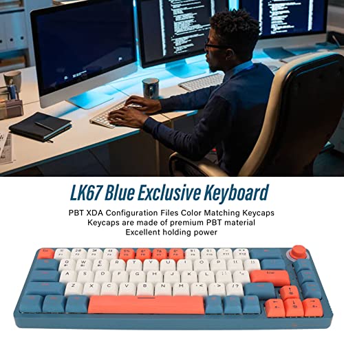 Bannt Mechanical Gaming Keyboard, PBT XDA Keycaps, Multifunctional, Comfortable, Touch, Blue LK67, Triple Mode, Connection, Gaming Keyboard, Home Stylish for Daily Use