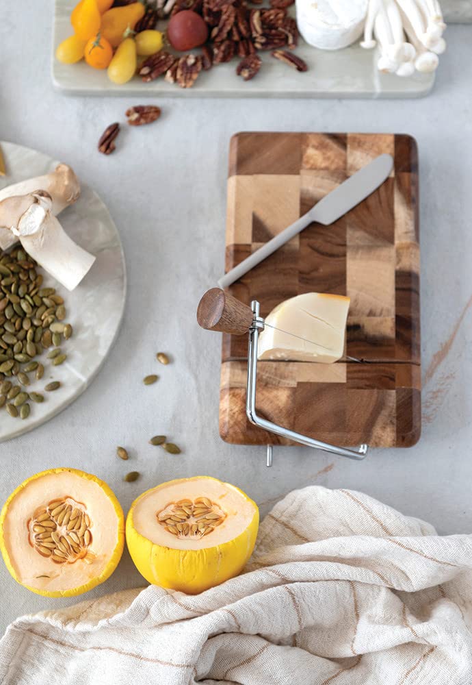 Bloomingville Suar Wood and Stainless Steel Cheese Slicer, Natural