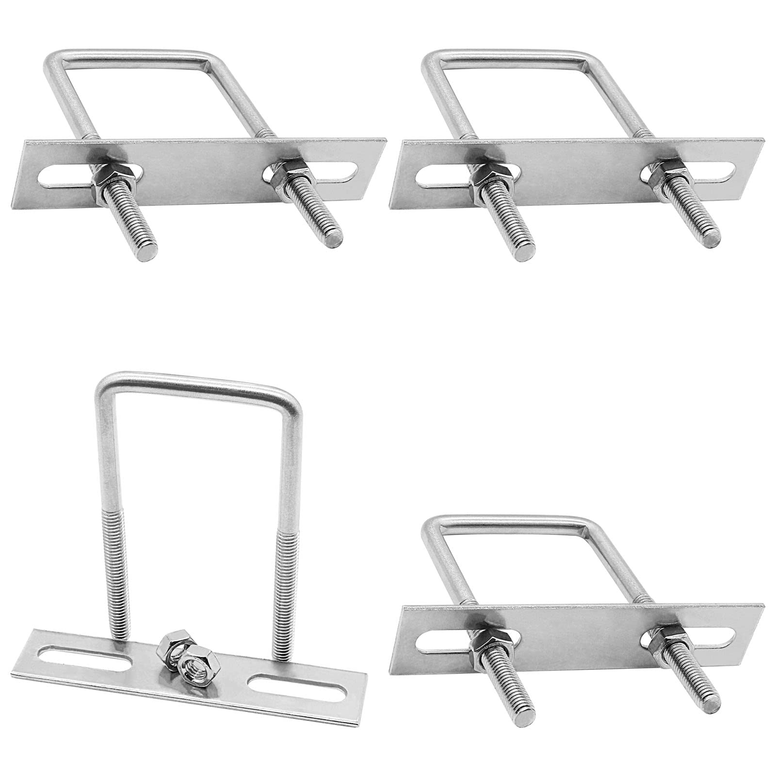 BokWin 4PCS M6x40x80mm Stainless Steel Square U-Bolt Tie Down U Bolt with Frame Plate and Nuts