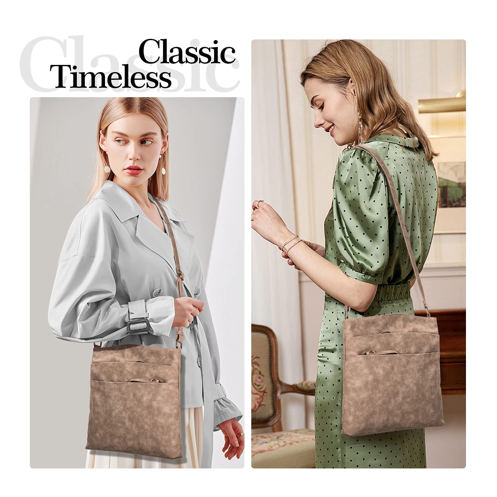 KouLi Buir Crossbody Purse for Women, Soft PU Leather Shoulder Handbags Crossover Bags with Multi Pocket