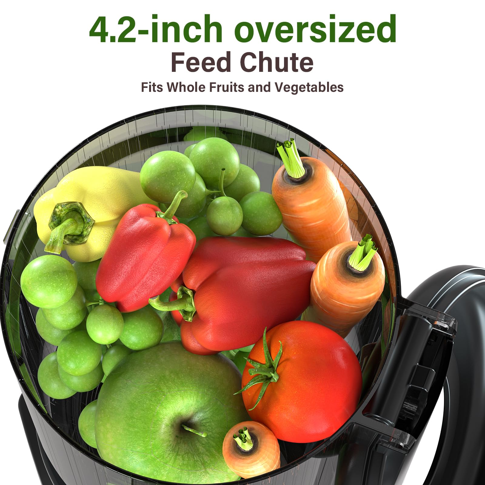 Cold Press Juicer,Slow Masticating Juicer,4.2-inch Large Bore Feed Chute, Juicer Machines Vegetable and Fruit,Easy to Clean, High Juice Yield,250W (black)