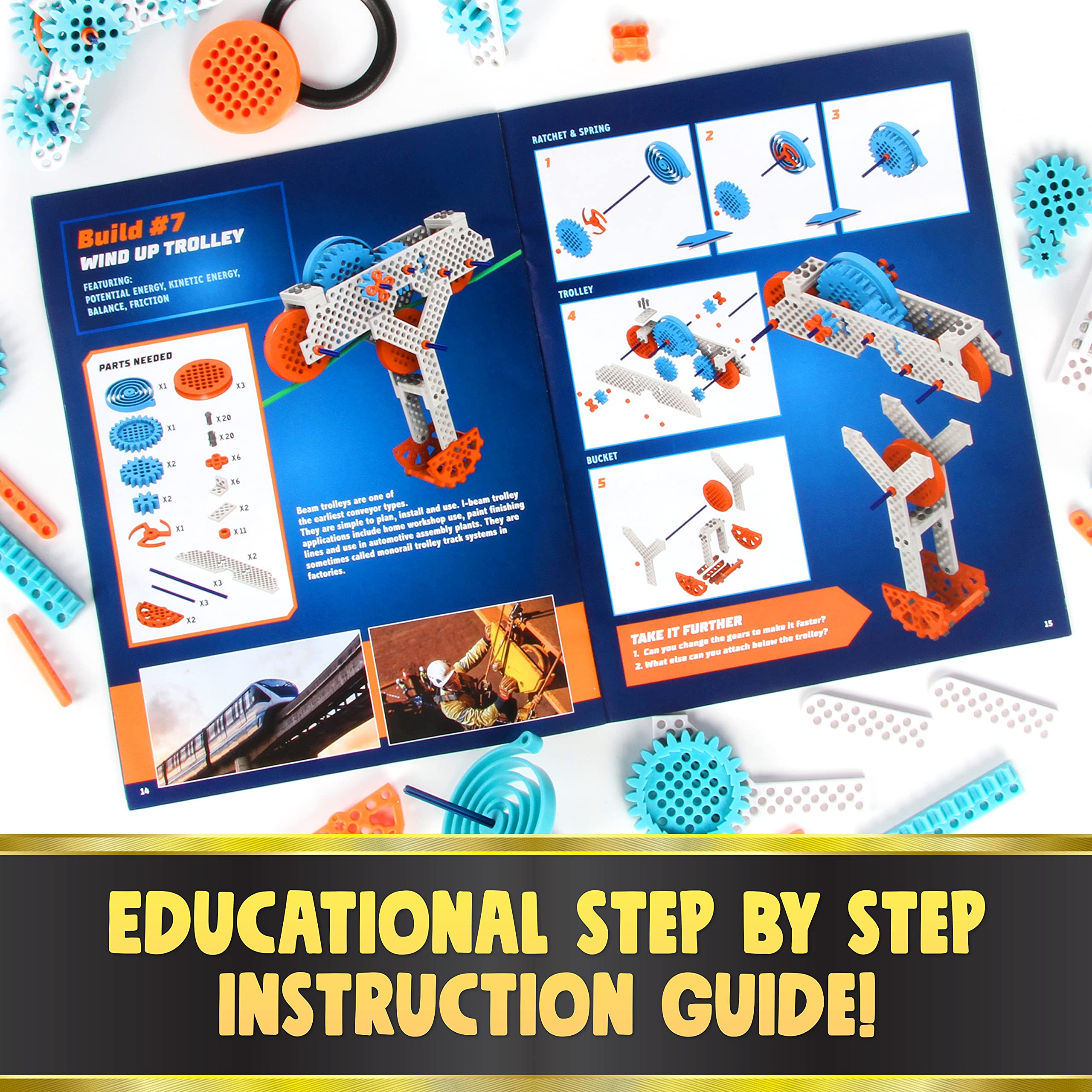 Gears & Gadgets 194pc Kids Building Toys - Build Large & Small Robotic Projects - STEM Toys for Kids Education - Construction Building Kit - Engineering Activities Science Kits for Kids Age 8-12