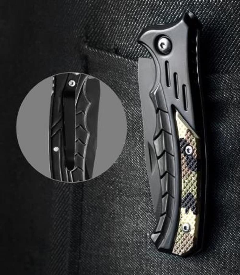 BUYONE Pocket Knife, Mini Folding Knife| Outdoor Knife, with Belt Clip, for Leisure, Camping, Hiking and Emergencies, Gift for