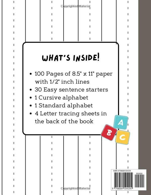 Kindergarten Writing Paper Landscape: With Dotted Lines
