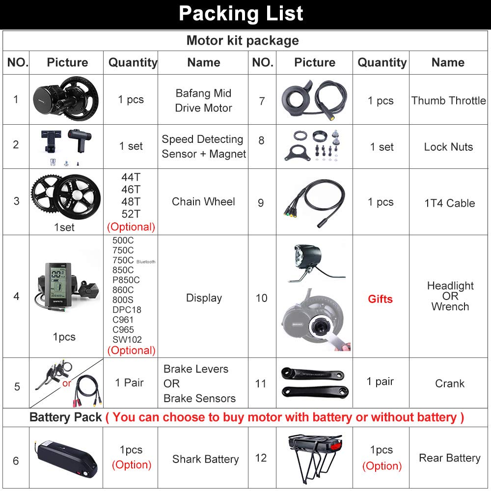 BAFANG BBS02B 48V 750W Ebike Conversion Kit : Mid Drive Electric Bike Motor with P850C Display & 44T Chainring for Mountain Bicycle Road Bicycles Commuter Bikes - NO Battery