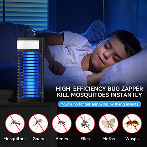Bug Zapper, Bug Zapper Indoor, Outdoor, Mosquito Zapper, Mosquito Trap, Fly Zapper, Cordless Killer for Home Garden and Patio Use （Black）
