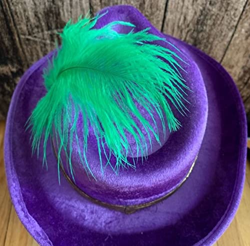 Bold and Stylish Purple Mardi Gras Pimp Fedora in Fabric with Feather - 6"x 14" (Pack of 1) - Perfect for Carnivals & Parties