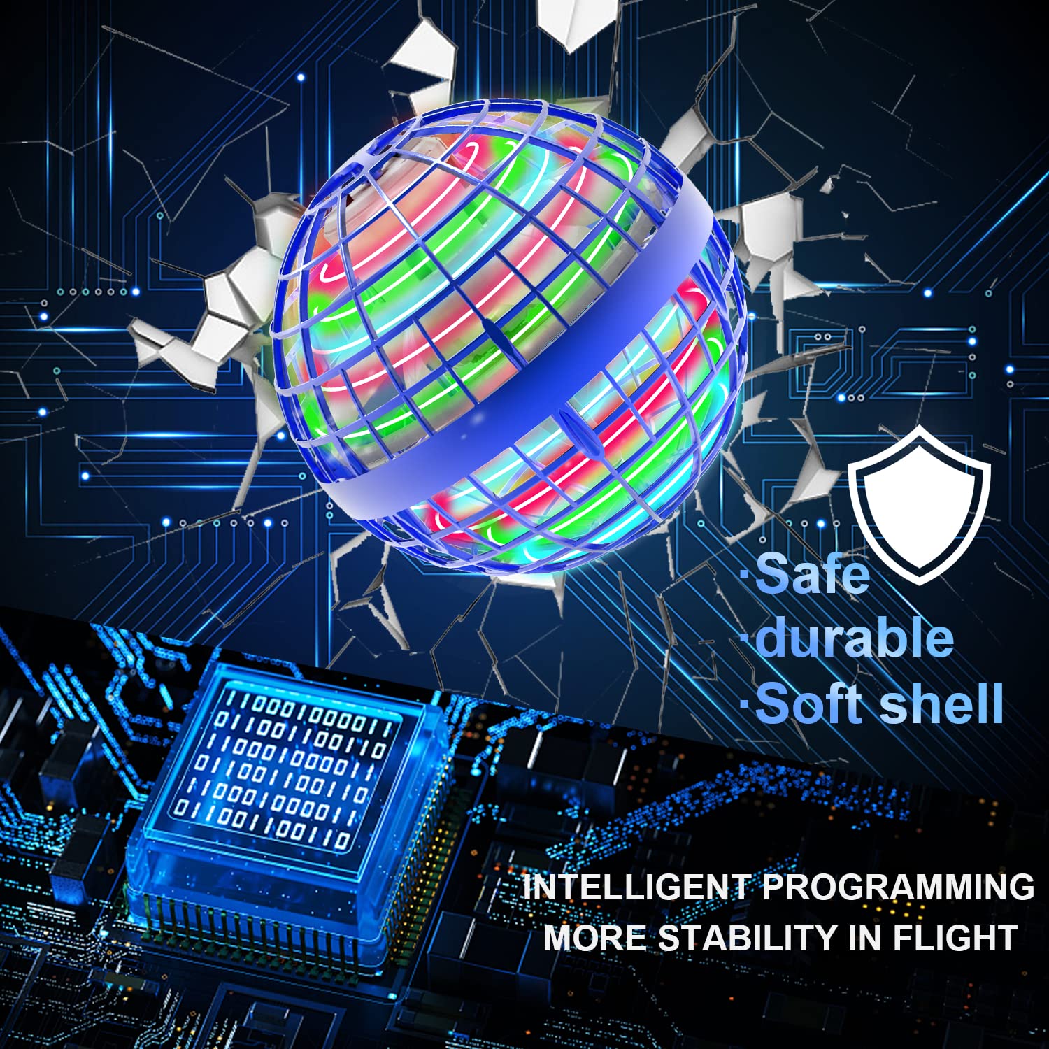 Flying Ball Toys Mini Drone Flying Ball 360 Rotating Magic Controller USB Rechargeable Built-in RGB Lights Magic Flying Toys,Great Surprise and Safe Gift for Kids Outdoor Indoor [2023 Upgraded]