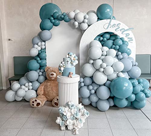 Dusty Blue Balloon Garland Blue White Balloon Arch Double Stuffed Latex Balloons Slate Blue Balloon Garland Kit For Baby Shower Birthday Wedding Anniversary Party Decorations