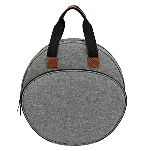 MIOKY Embroidery Bag for Cross Stitch Project, Embroidery Supplies Organizer Storage Portable Carrying Case Travel Tote for Embroidery Hoops,Floss,Cross Stitch Tools,Grey [Bag Only]