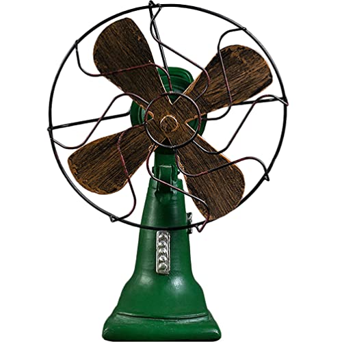Ipetboom Vintage Decor Resin Vintage Fan Model Air Circulator Fan Statue Oscillating Fan Mini Metal Electric Desk Fan Collections Ornament for Classic Vintage Home Office Decoration Green Home Decor