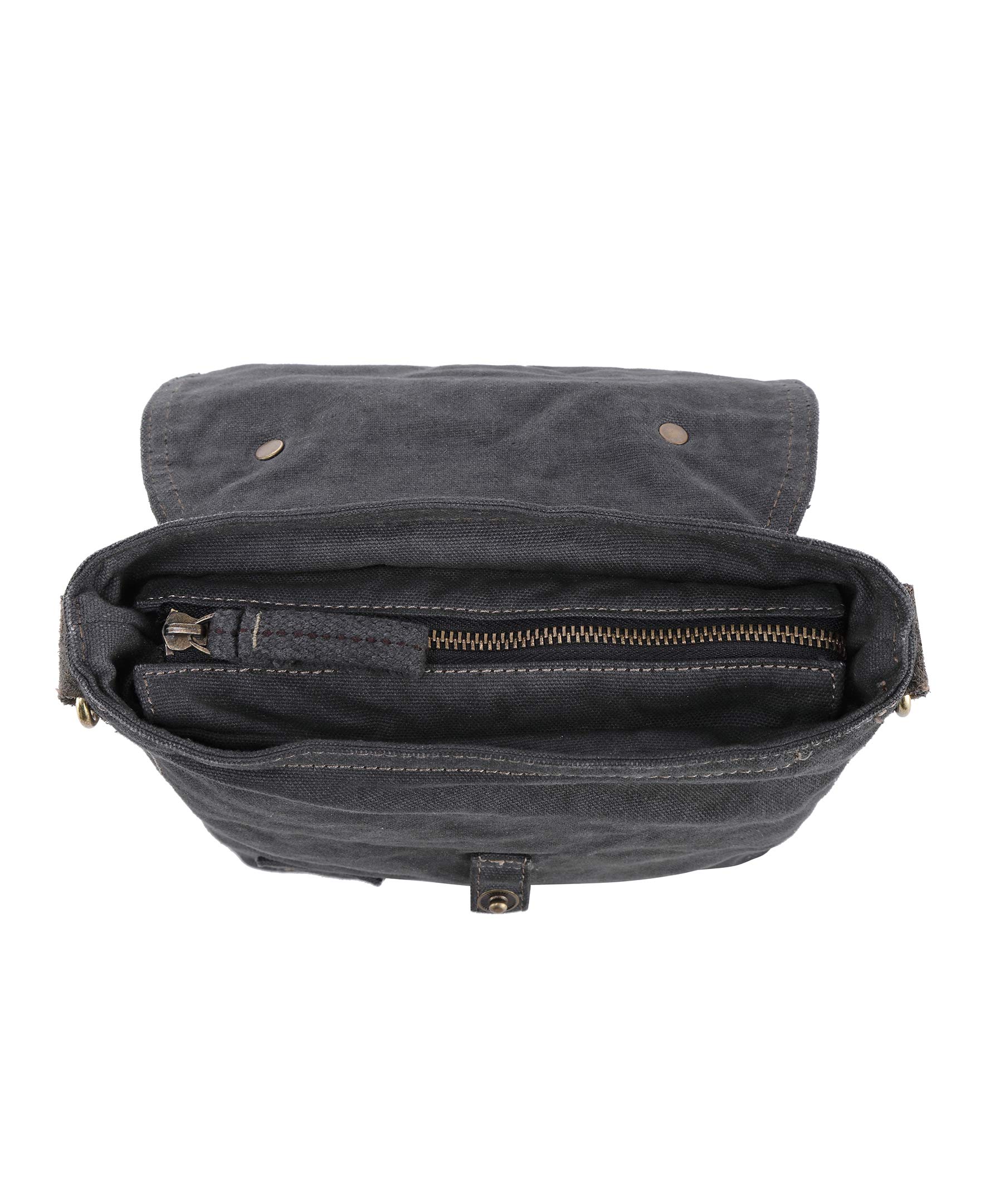 TSD Brand Coastal Canvas Crossbody Bag (Dark Grey)