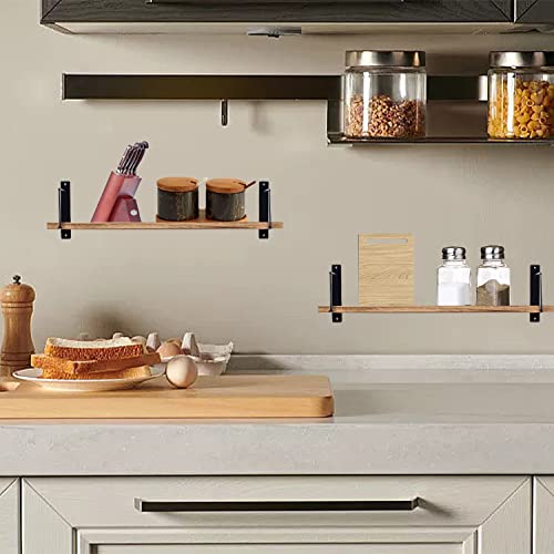 CTPNMCIN Floating Shelves Wall Mounted Set of 3, 24 Inch Natural Wood Wall Shelves for Bedroom/Bathroom/Living Room/Study/KitchenâŠ