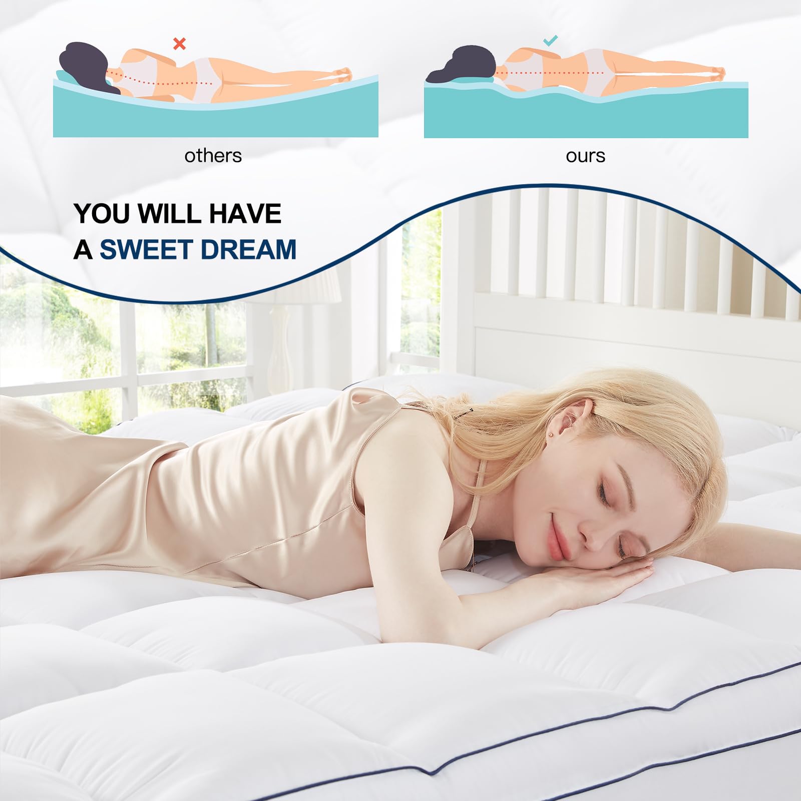 COZYART Mattress Topper Twin, Extra Thick Cooling Mattress Pad Cover for Back Pain, Breathable 3D Snow Down Alternative Overfilled Pillow Top with 8-21" Deep Pocket