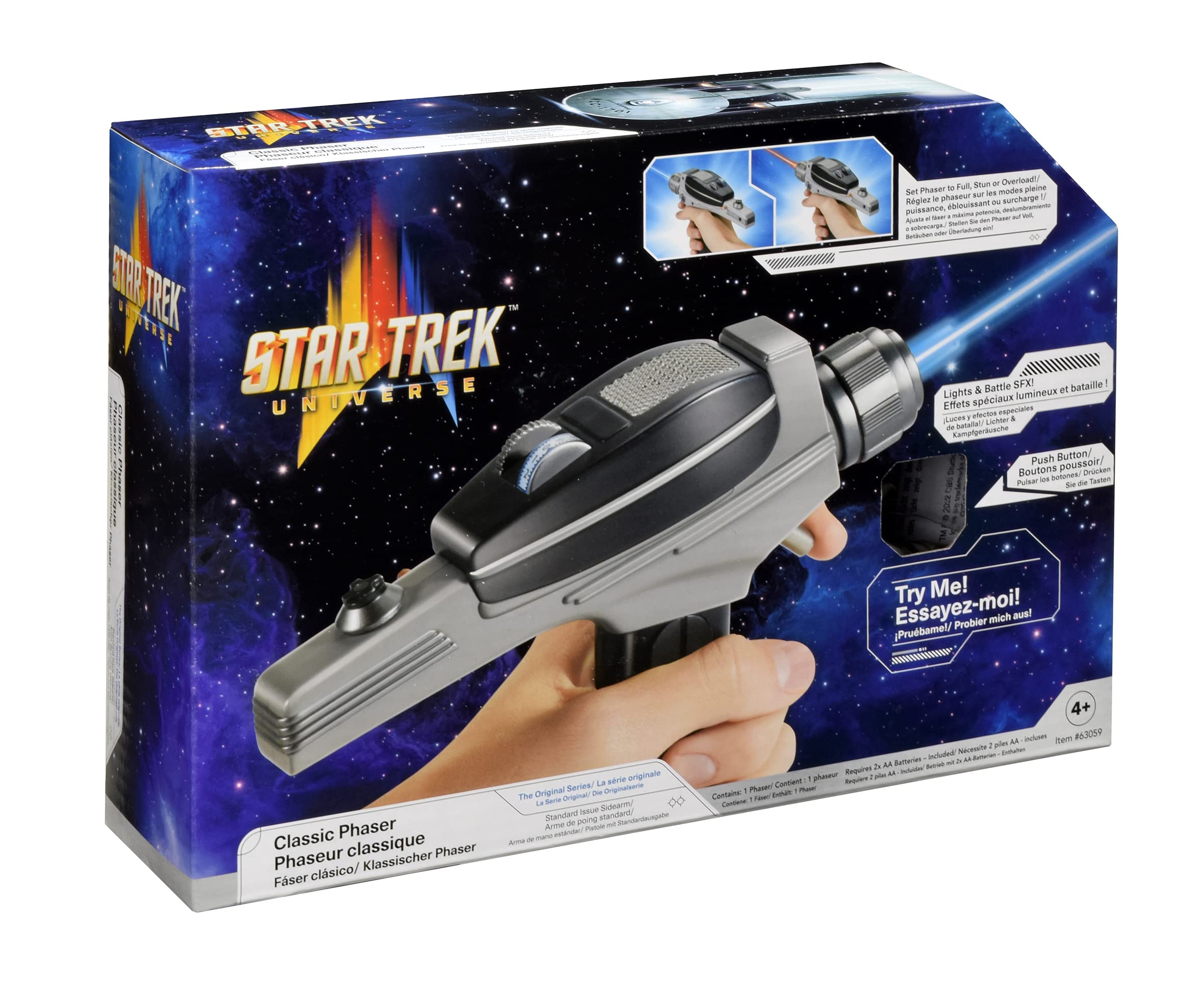 BANDAI Original Series Star Trek Phaser | 10'' Star Trek Model Phaser with Realistic Sounds and Display Stand | Great Collectable Toys Or Star Trek Gifts, (Packaging May Vary)