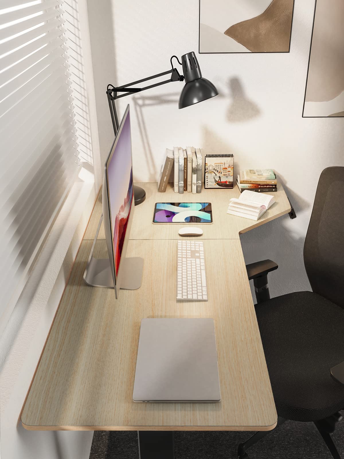 Totnz Electric Standing Desk, Height Adjustable Sit Stand up Desk, L-Shaped Memory Home Office Desk with Hook, 55 x 34 inch
