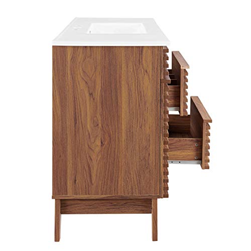Modway Render Vanity Floor, Single Sink, Walnut White