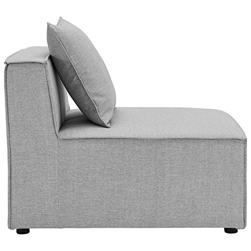 Modway Saybrook Outdoor Patio Upholstered Sectional Sofa Armless Chair in Gray