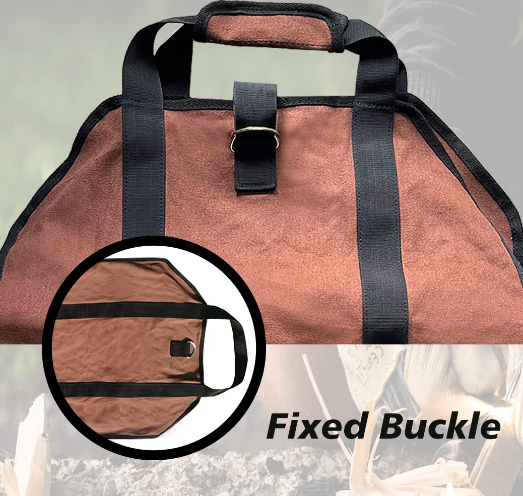 Canvas Firewood Carrier, Log Carrier Tote Bag,Durable Firewood Holder with Handles,Fireplace Wood Stove Accessories,Indoor & Outdoor Use,Perfect for Wood Hay Hauling,Camping, BBQ, Picnic,Campfire