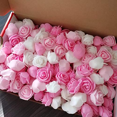 Kubert 240Pcs 3cm Foam Mini Roses Artificial Flowers for Wedding Decoration Party DIY Handmade Teddy Bear Crafts Home Garden Supplies Birthday Valentine's Day Decoration Decorative Crafts, 3 Colors