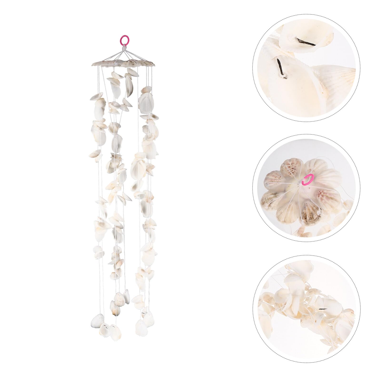 BESPORTBLE Natural Seashell Wind Chime Seashell Wind Bell Decorative Hanging Ornament Nautical Home Decor Gift for Room Patio Balcony Garden (White)