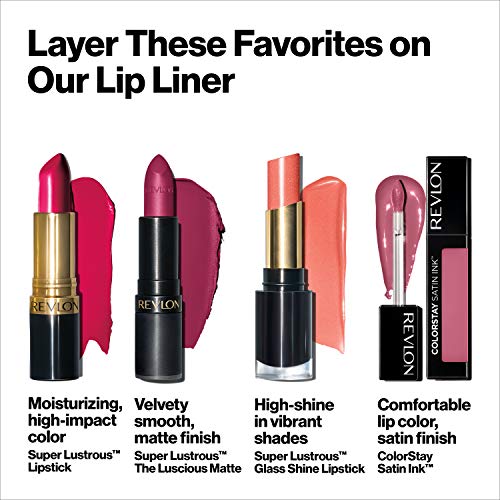 REVLON Lip Liner, Colorstay Lip Makeup with Built-in-Sharpener, Longwear Rich Lip Colors, Smooth Application, 665 Plum, 0.01 oz