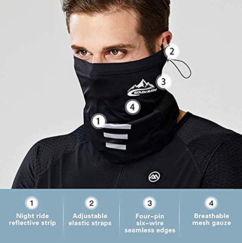 Breathable neck protective mask scarf, dustproof, sunscreen, cool, light, windproof, suitable for sports outdoor fishing, hiking, unisex (black)