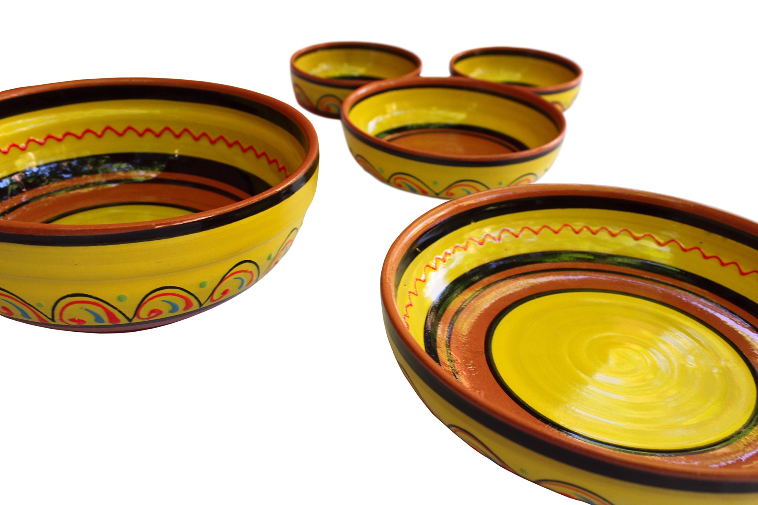 Canyon Cactus Ceramics Spanish Terracotta Set of 3 Small Dipping Bowls, Yellow