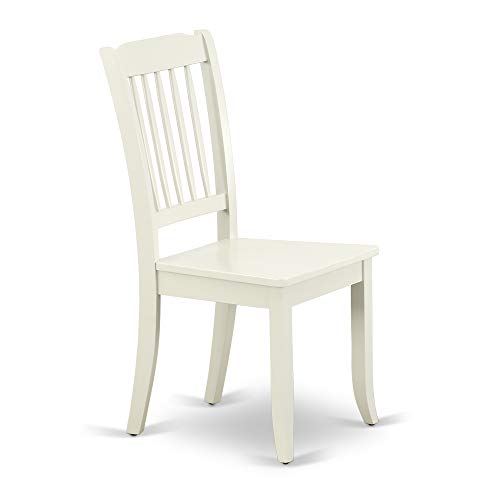 East West Furniture DAC-LWH-W Danbury Kitchen Dining Chairs - Slat Back Wooden Seat Chairs, Set of 2, Linen White