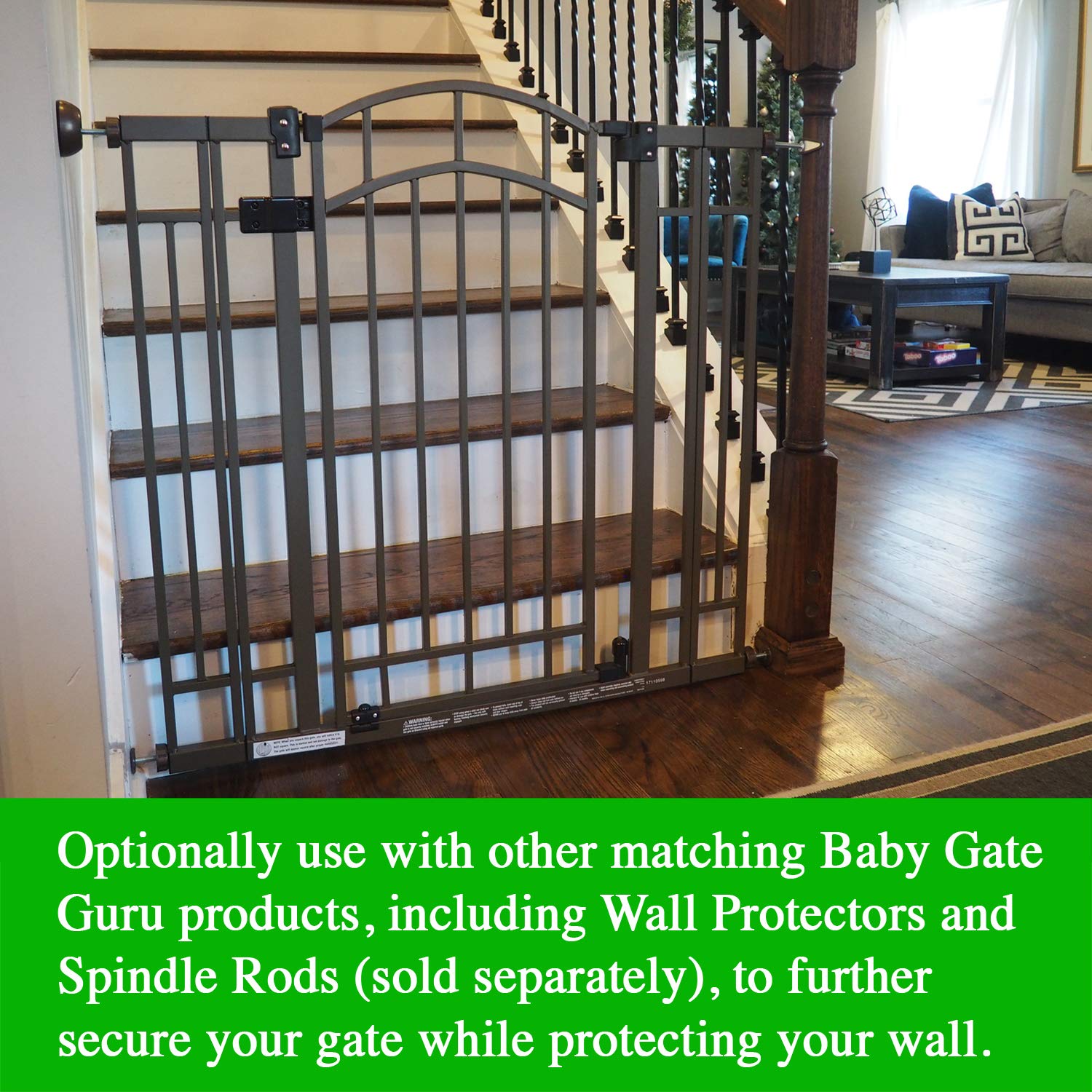 Baby Gate Guru Extra Long M8 (8mm) Stair Banister Adapter Y-Spindle Rods 2 Pack for Pressure Mounted Baby and Pet Safety Gates (8mm, Bronze)